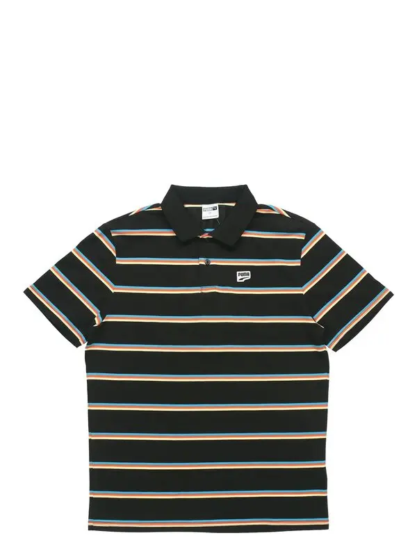 PUMA Downtown Stripe Polo Tee Shirt - Black