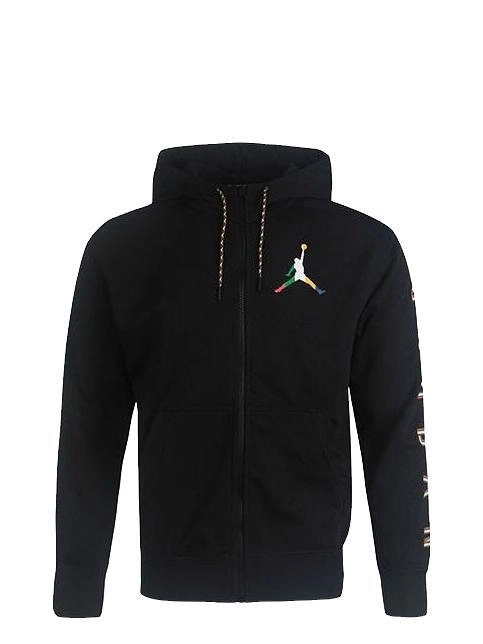 JORDAN Zip-up Hooded Jacket - Black