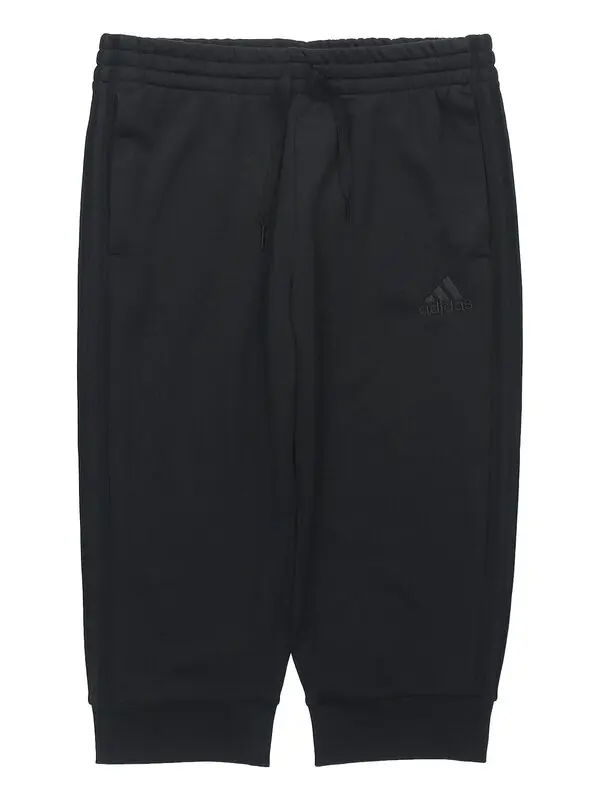 Adidas 3s Ft Tc 34pt Embroidered Logo Stripe Knit Bundle Feet Cropped Pants - Black