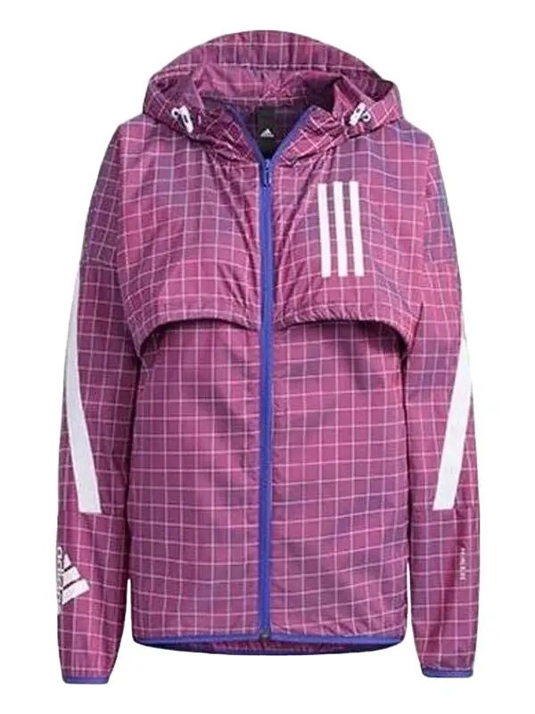 Adidas W.n.d. Jacket With Plaid Print - Red/white