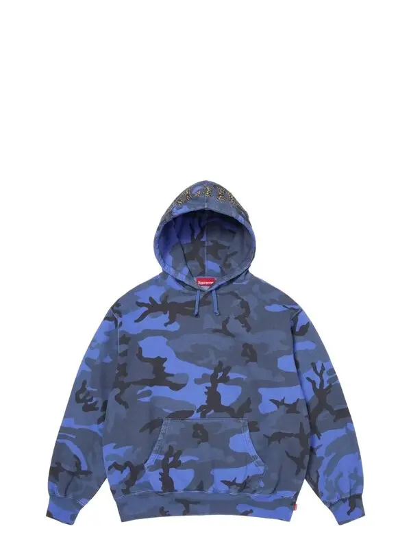 Supreme Ss26 Overdyed Studded Hooded Sweatshirt - Blue Camo