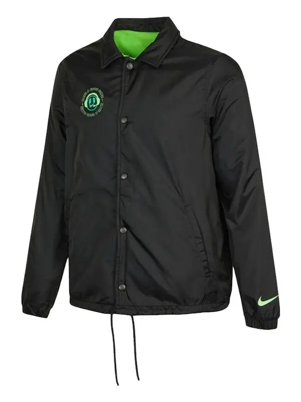 Nike Coaches Fleece Water Repellent Reversible Casual Sports Woven Jacket - Black