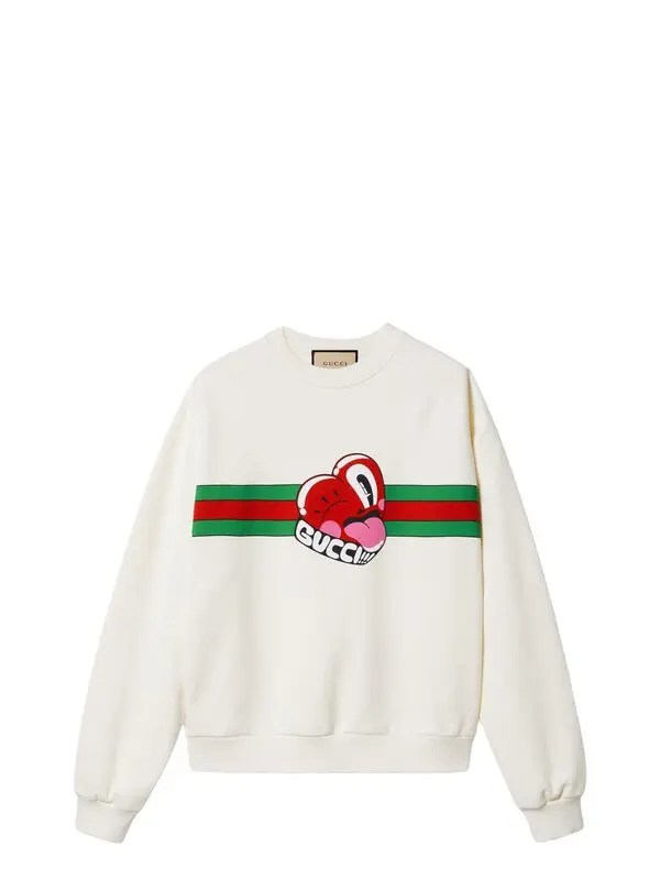 Gucci Cotton Jersey Sweatshirt With Graphic Print - Off White