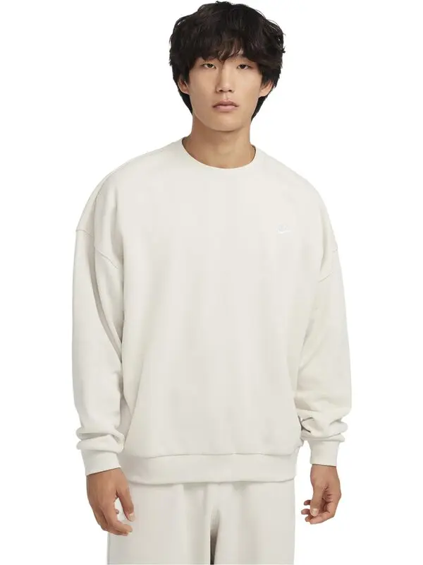 Nike Club Fleece Oversized French Terry Crew Top Asia Sizing - Beige