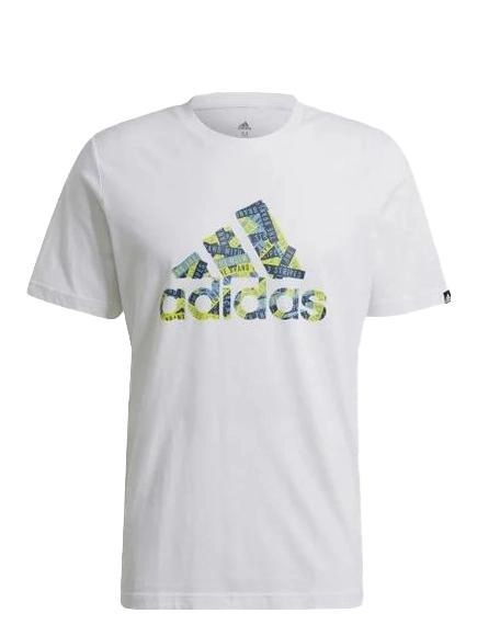 Adidas Rubber Strap Logo Printing Sports Round Neck Short Sleeve White - Multi-color