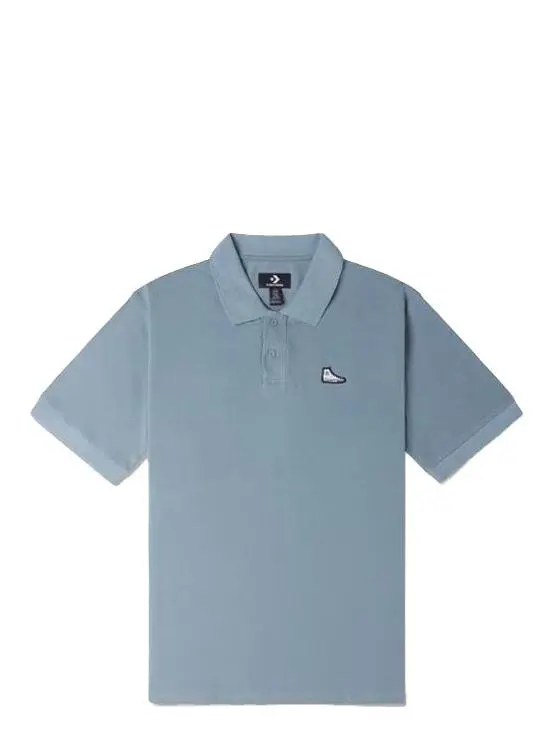CONVERSE Shoe Patch Polo Shirt Asia Sizing - Light Blue