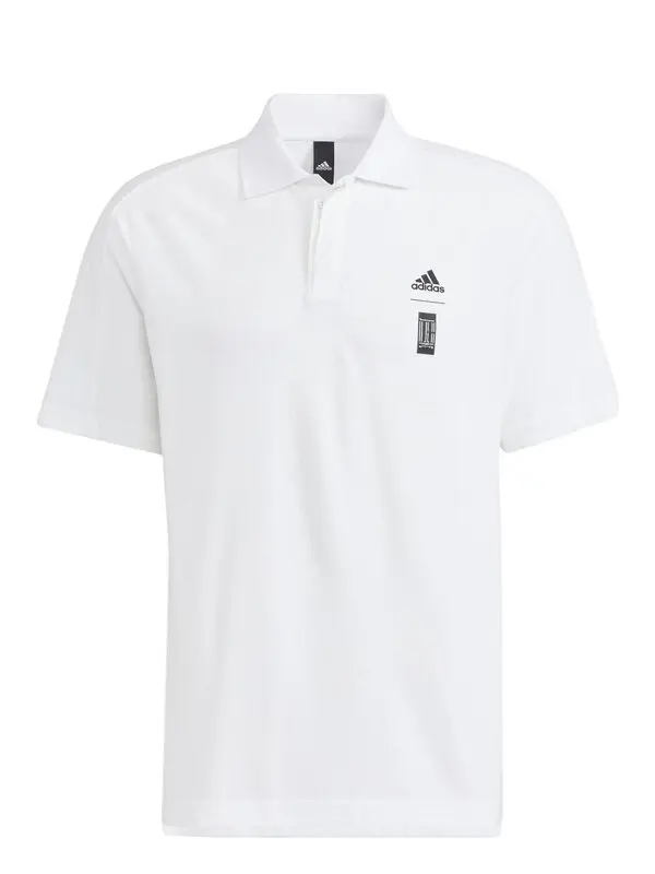 Adidas Wj Mh Polo Solid Color Chest Brand Logo Printing Short Sleeve White Polo Shirt - Default Colorway