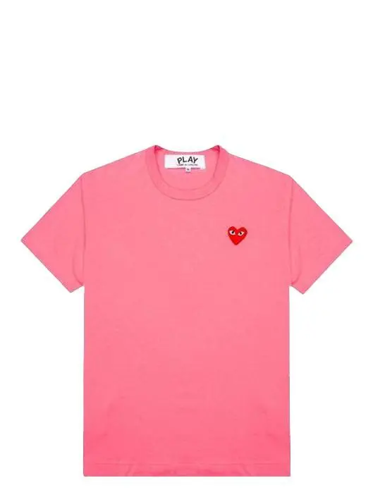 Play Comme Des Garcon Kawakubo Rei Small Love Short Sleeve Pink - Pink/red