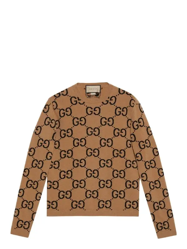 Gucci Gg Wool Jacquard Sweater - Beige