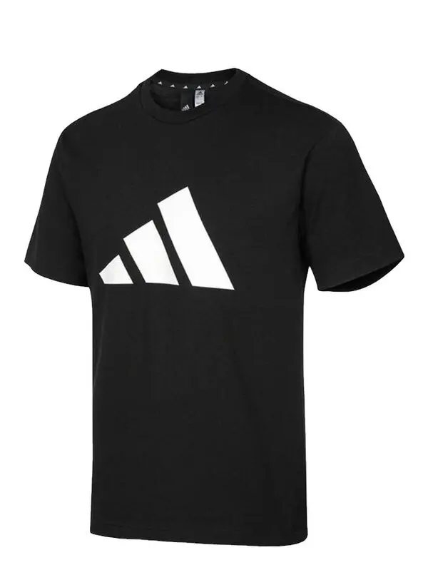 Adidas M Fi 3b Tee Contrasting Colors Logo Sports Round Neck Short Sleeve - Black