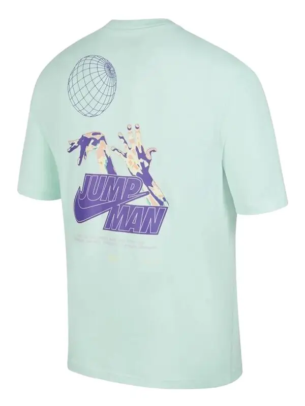 JORDAN Back Print Short Sleeve Mint Green T-shirt - Multi-color