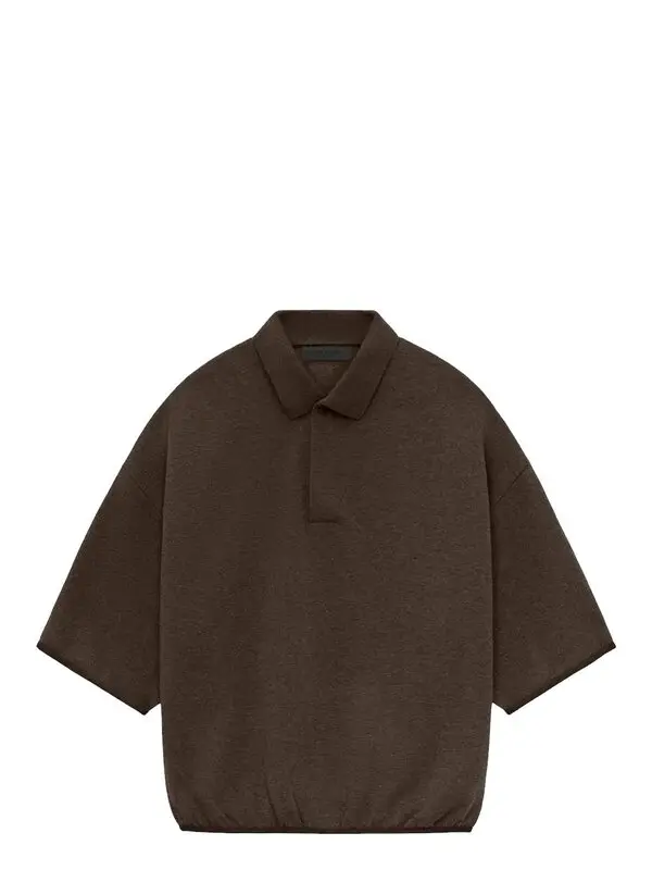 Fear Of God 3/4 Sleeve Polo Shirt 'heather Wood - Brown