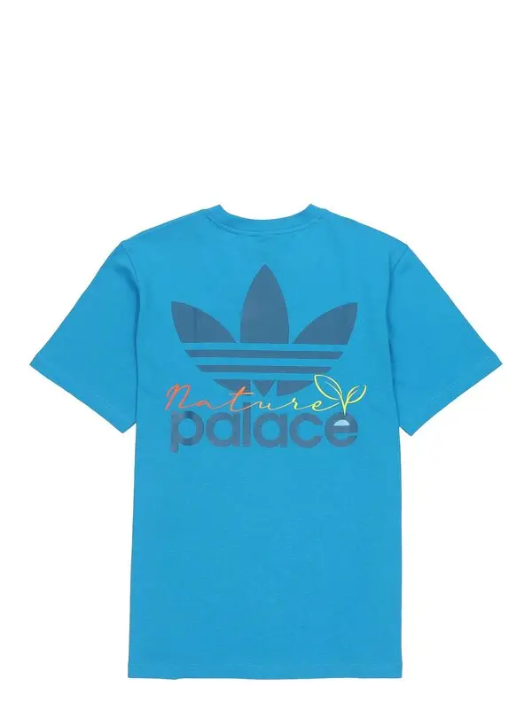 Adidas Originals X Palace Crossover Ss22 Back Logo Printing Short Sleeve Blue T-shirt - Multi-color
