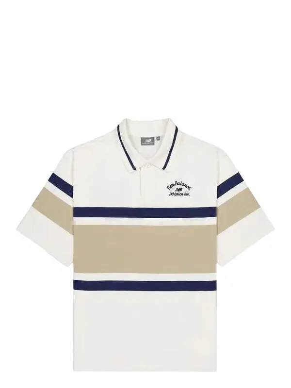 NEW BALANCE Athletics Striped Polo Shirt Asia Sizing - Ivory