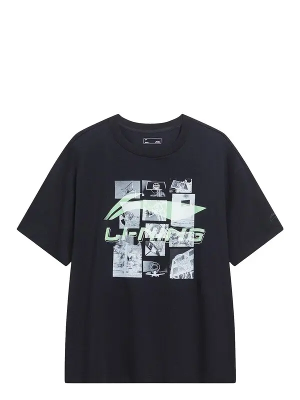 LI-NING Hoops Photo Graphic T-shirt 'black - Black/multi-color