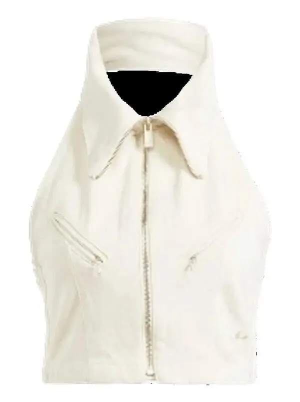Adidas Denim Cropped Vest - White