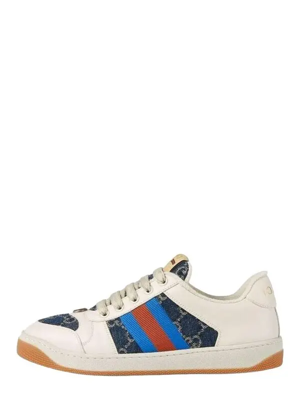 Gucci Screener Gg Canvas Denim Low Top Sneakers - Blue/ivory