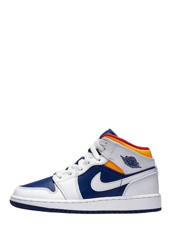 JORDAN 1 Mid Sneakers - White/laser Orange/deep Royal Blue