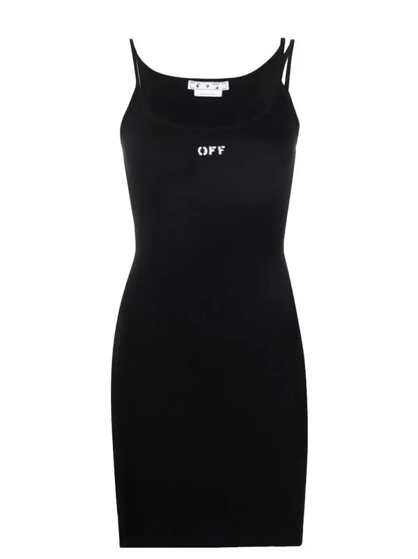Off-White Off-stamp Ribbed Dress - Black