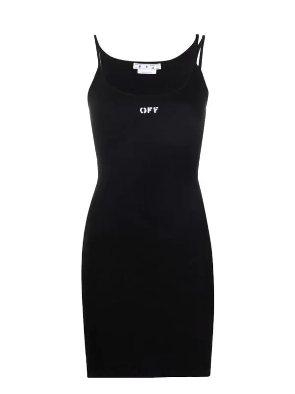 Off-White Off-stamp Ribbed Dress - Black