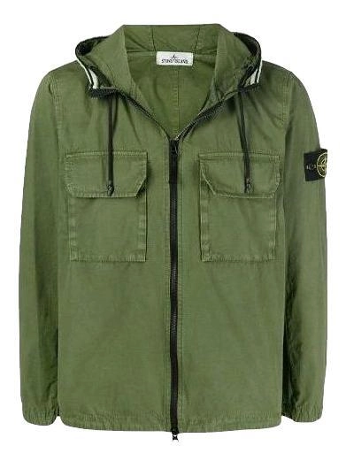 Stone Island Garment Dyed Hooded Shirt Jacket - Olive