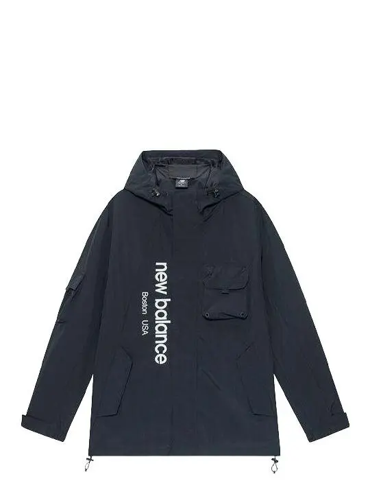 NEW BALANCE Logo Printing Cargo Hooded Jacket - Black