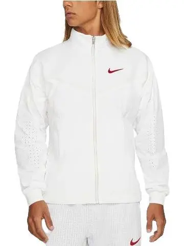 Nike Swoosh Splicing Breathable Stand Collar Logo Jacket - White