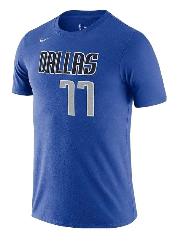 Nike Nba Dallas Mavericks Doncic Alphabet Numeric Basketball Sports Short Sleeve Blue T-shirt - Multi-color