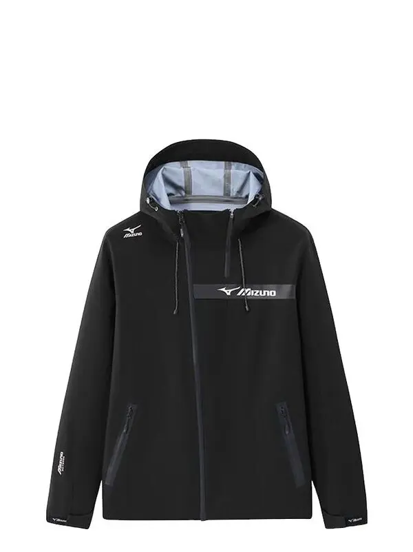 Mizuno Zip-up Hooded Jacket With Logo Detail - Black