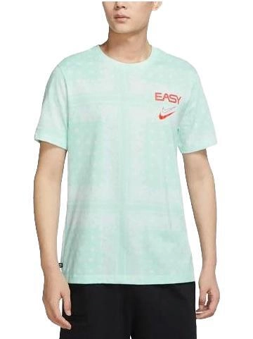 Nike Alphabet Logo Cashew Printing Round Neck Short Sleeve Green T-shirt - Default Color