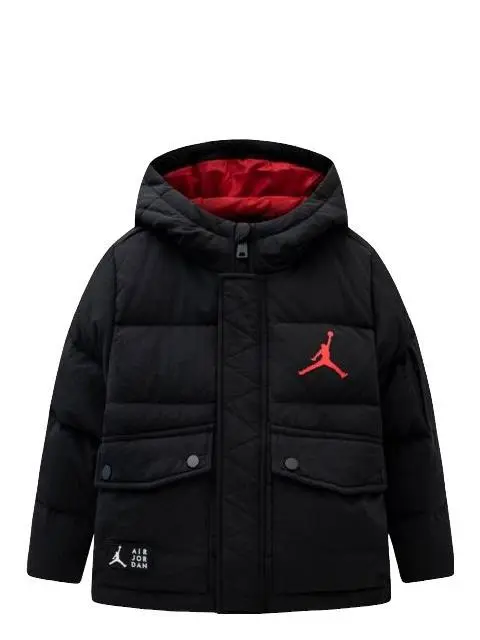 JORDAN Puffer Hooded Jacket - Black/red