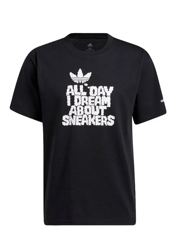 Adidas Originals Funny Alphabet Printing Sports Round Neck Short Sleeve Black - Default Color