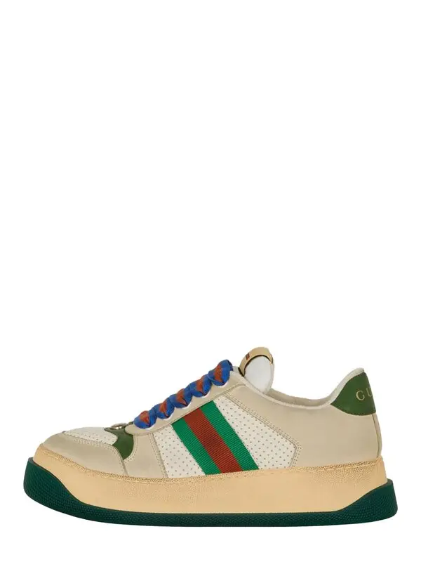 Gucci Screener Gg Leather Sneakers - Beige/green/red