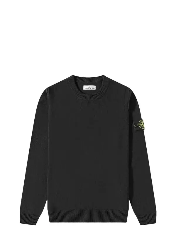Stone Island Lambswool Crew Neck Knit - Black
