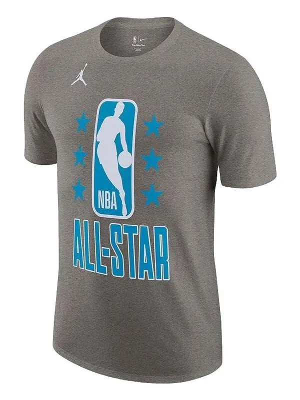 JORDAN Alphabet Logo Printing Casual Round Neck Short Sleeve All-star 2022 Season Lebron James 'gray - Grey