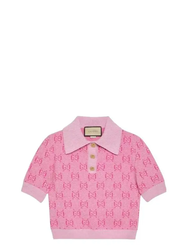 Gucci Gg Wool Jacquard Polo Shirt - Pink