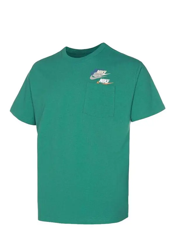 Nike Logo Pattern Round Neck Short Sleeve Green T-shirt - Multi-color