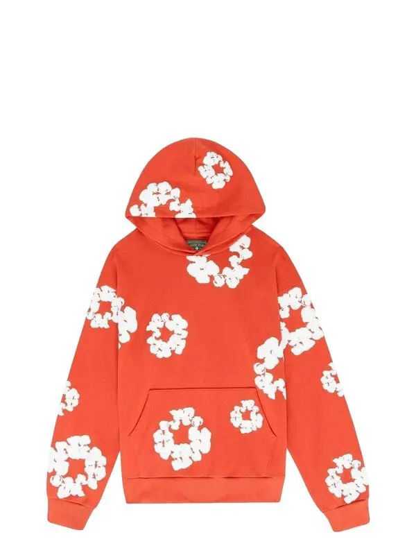 DENIM TEARS Cotton Wreath Logo Hoodie - Orange/white
