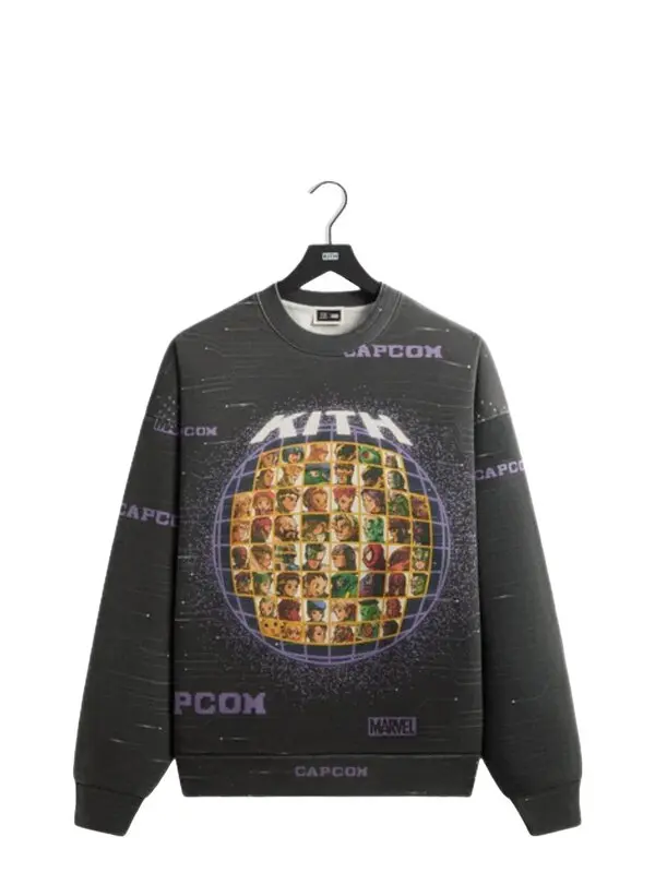 Kith X Marvel Vs. Capcom Character Select Vintage Nelson Crewneck - Black