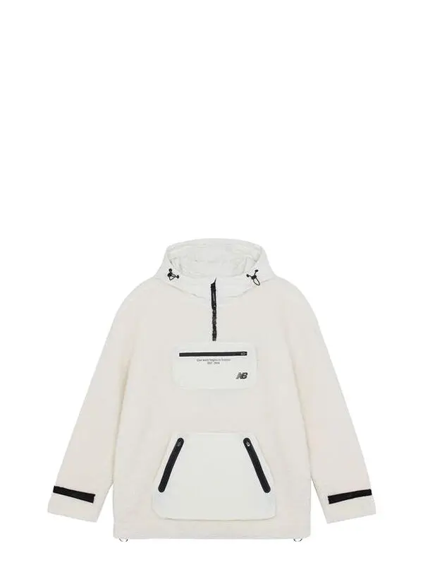 NEW BALANCE Fleece Pullover Hoodie - White/black