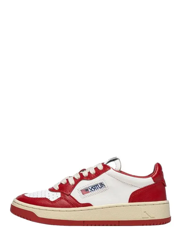 AUTRY Medalist Low Leather Sneakers - White/red