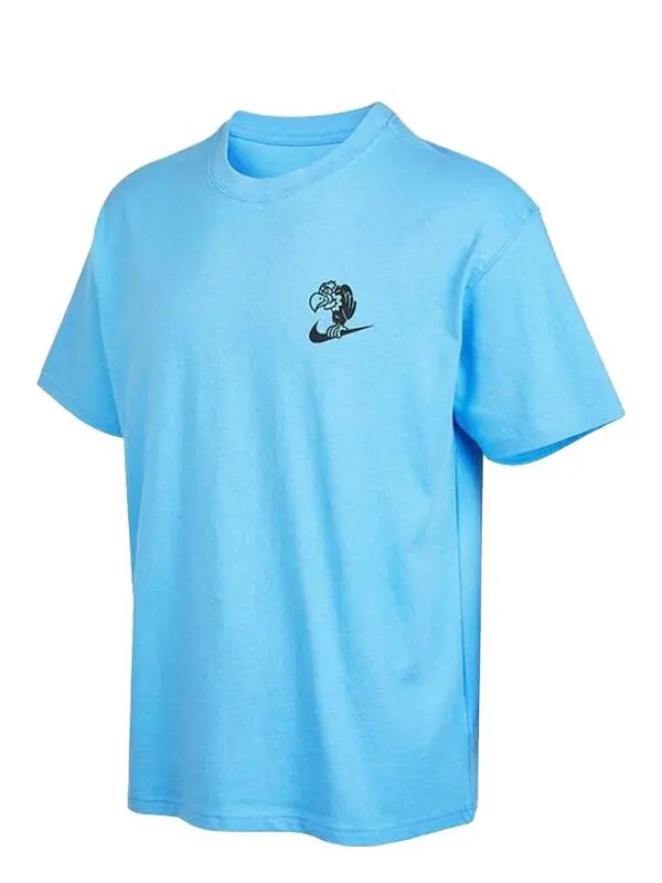 Nike Cartoon Pattern Printing Casual Round Neck Short Sleeve Blue T-shirt - Multi-color