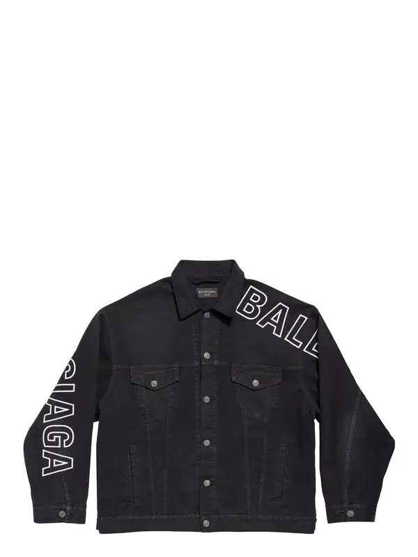 Balenciaga Outline Large Fit Denim Jacket - Black