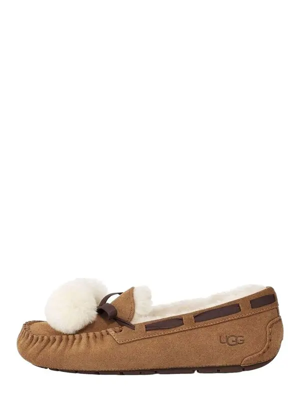 UGG Dakota Moccasin Slippers With Pom Detail - Brown/tan