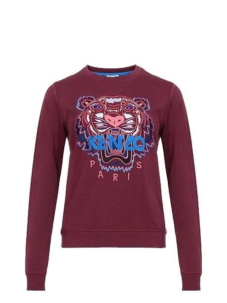 Kenzo Tiger Head Pattern Long Sleeves Pullover Hoodie - Red
