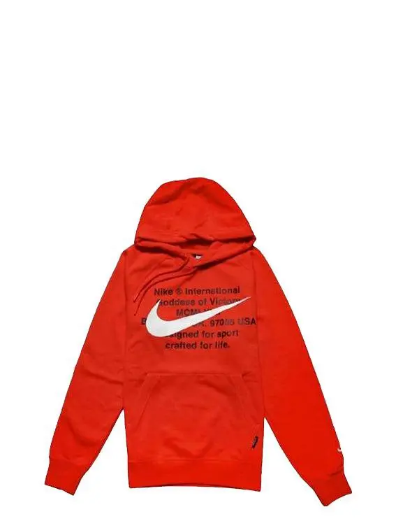 Nike Pullover Hoodie With Large Swoosh Graphic - Orangered
