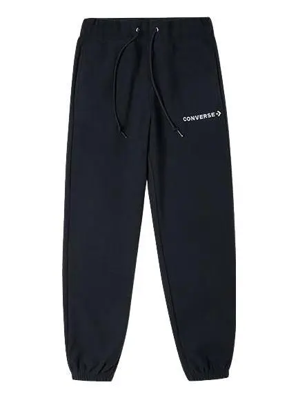 CONVERSE Chevron Logo Drawstring Fleece Sweatpants - Black/white