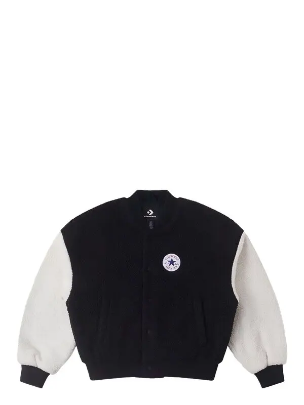 CONVERSE Sherpa Varsity Jacket - Black/white