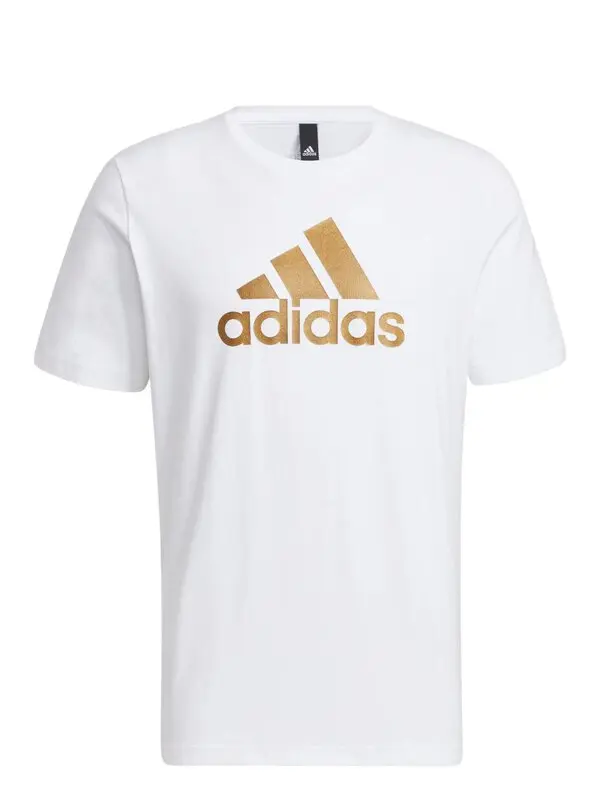 Adidas Large Logo Printing Sports Short Sleeve White - Multi-color