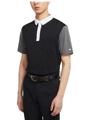 Nike Dri-fit Player Contrasting Colors Golf Sports Short Sleeve Polo Shirt Black - Multi-color